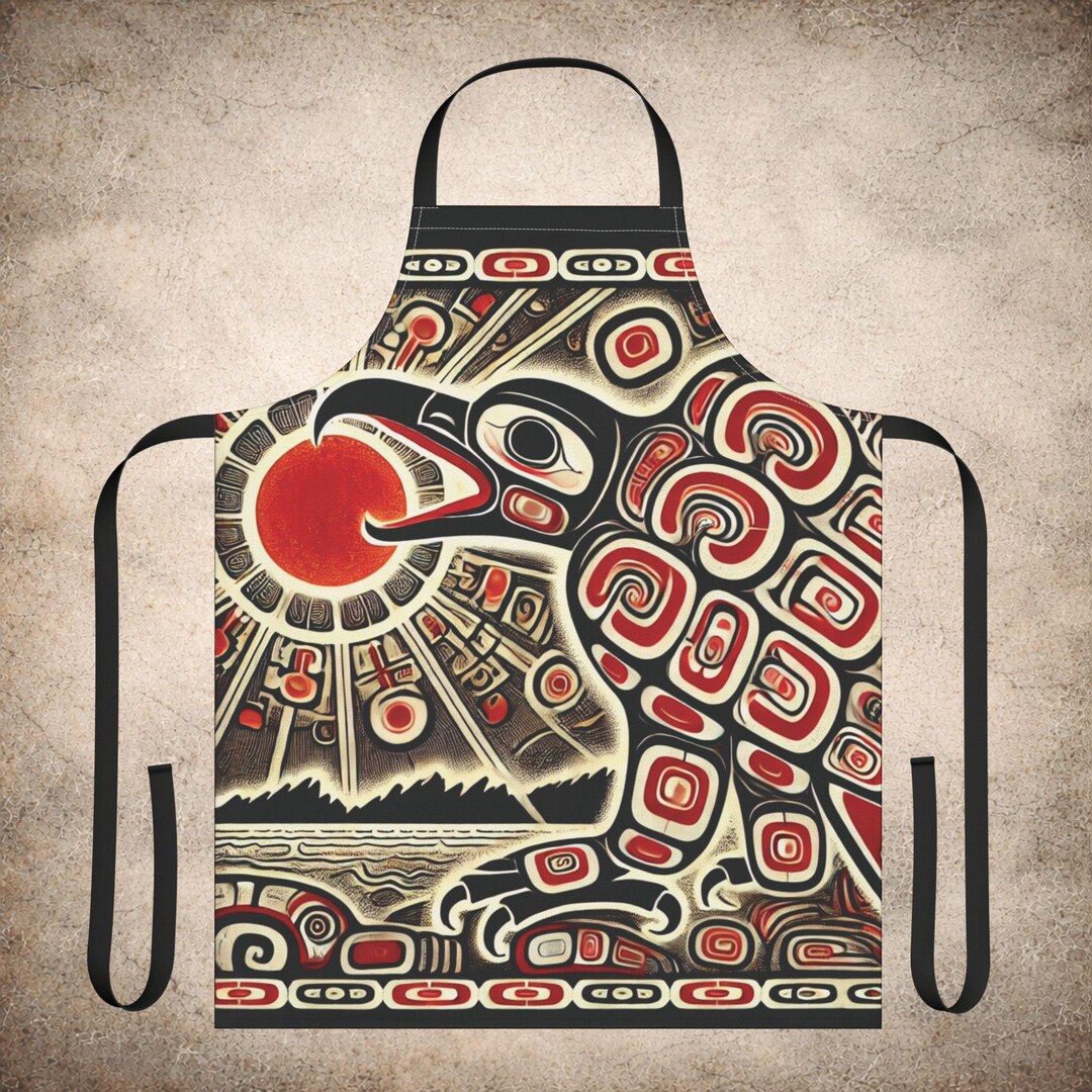 Raven and Sun Apron | Northwest Coast Tribal Art, Witchy Kitchen - Etsy