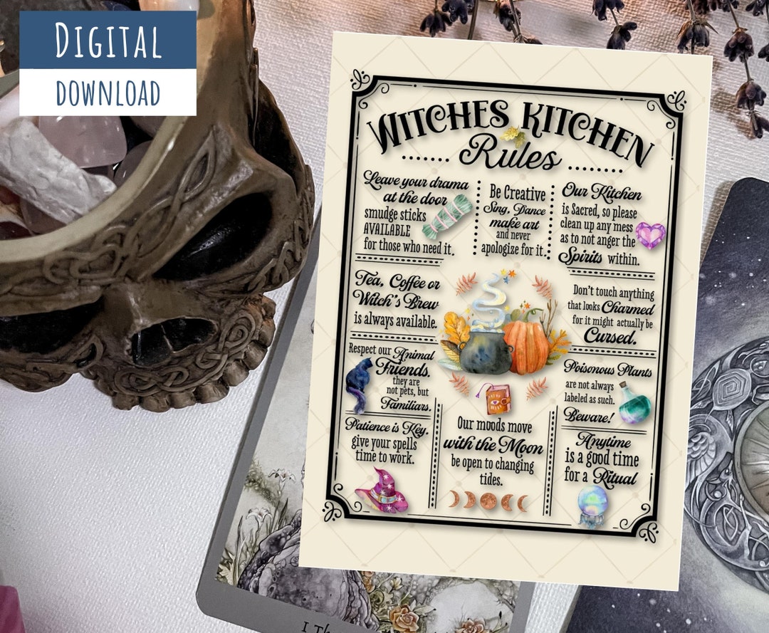 Printable Witches Kitchen Rules, Blank Inside, Kitchen Witch Card, - Etsy