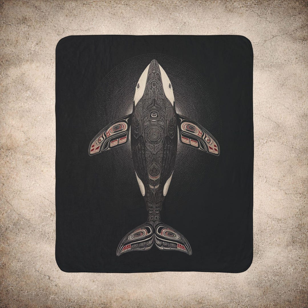 Orca Whale Indigenous Art Fleece Sherpa Blanket | Northwest Coast ...