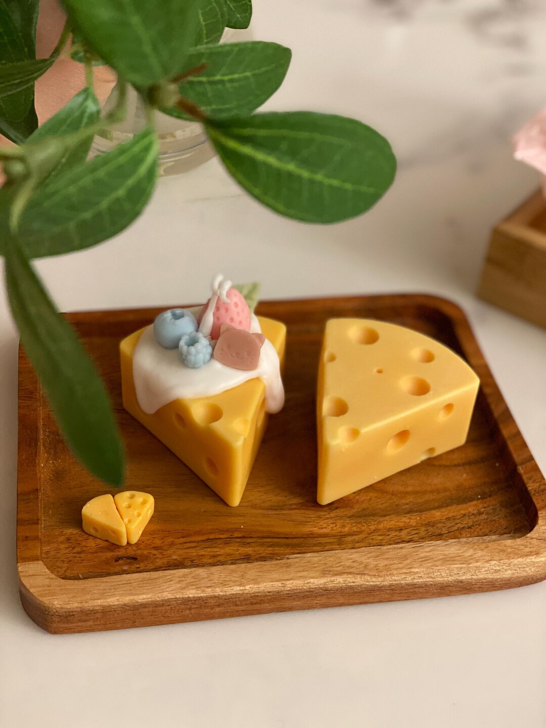 Cheese Slice Candle With Fruit Topping – Handmade Whimsical Dessert ...