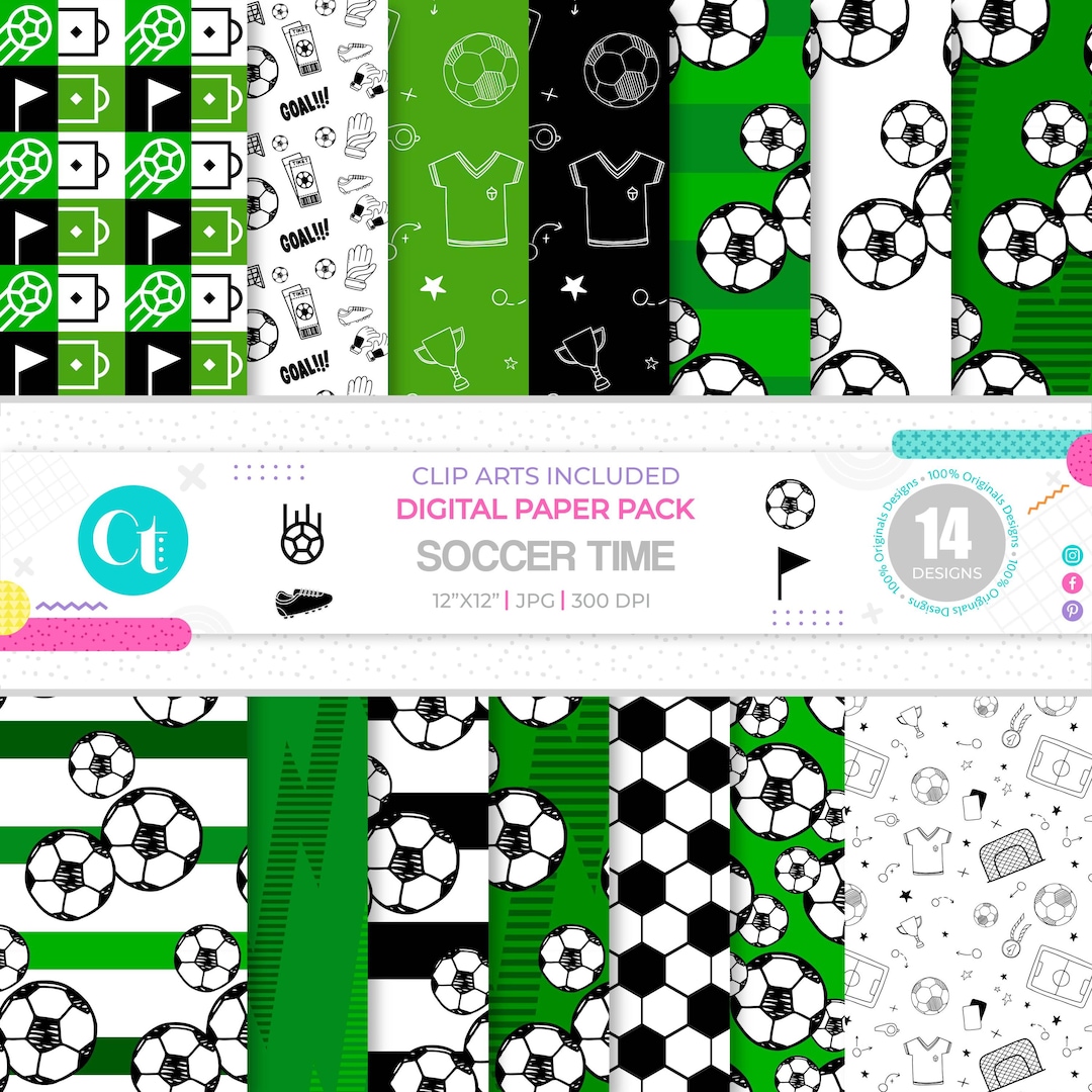 Soccer Digital Paper Pack: Sport Scrapbook Patterns (digital Download ...