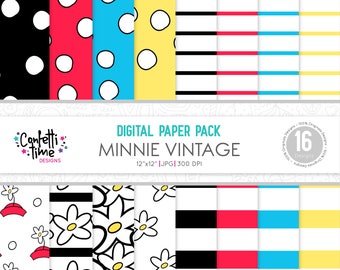 Minnie Mouse Digital Paper Pack, Scrapbook Papers, Minnie Wallpaper ...