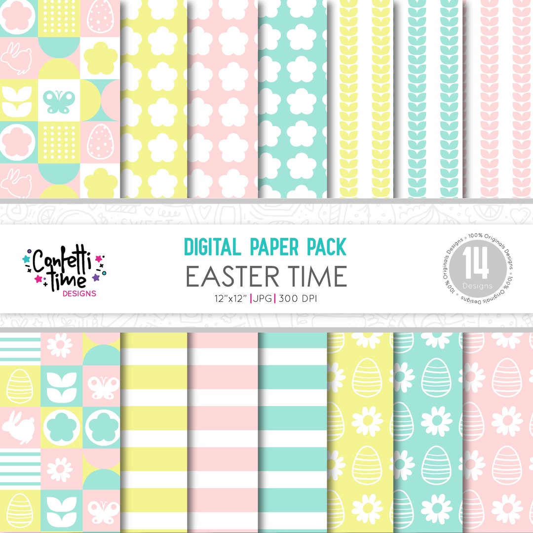 Easter Digital Paper, Easter Paper, Easter Patterns, Easter Bunny ...