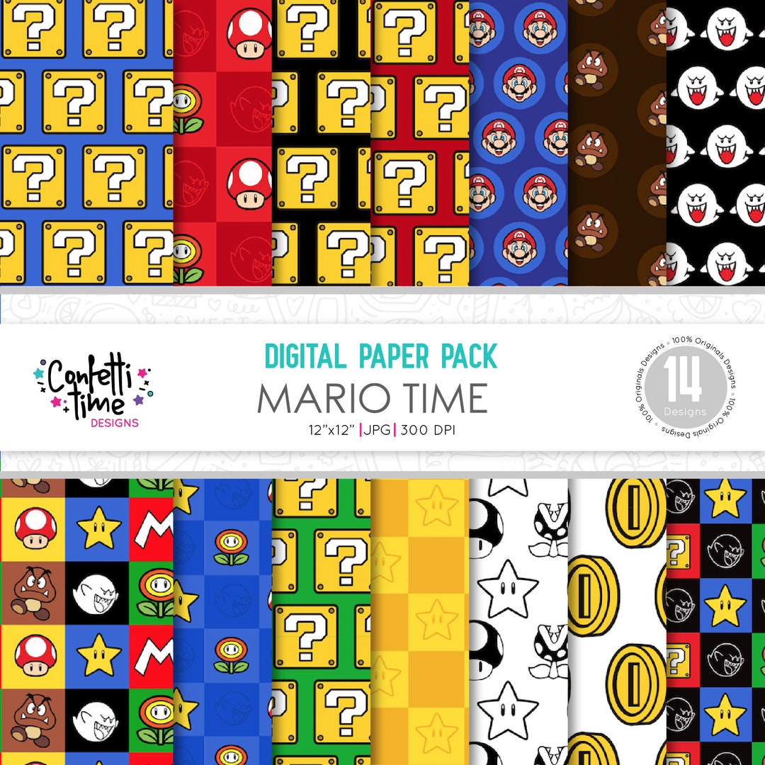 Mario Digital Paper, Super Mario Digital Paper , Mario Scrapbook Paper ...
