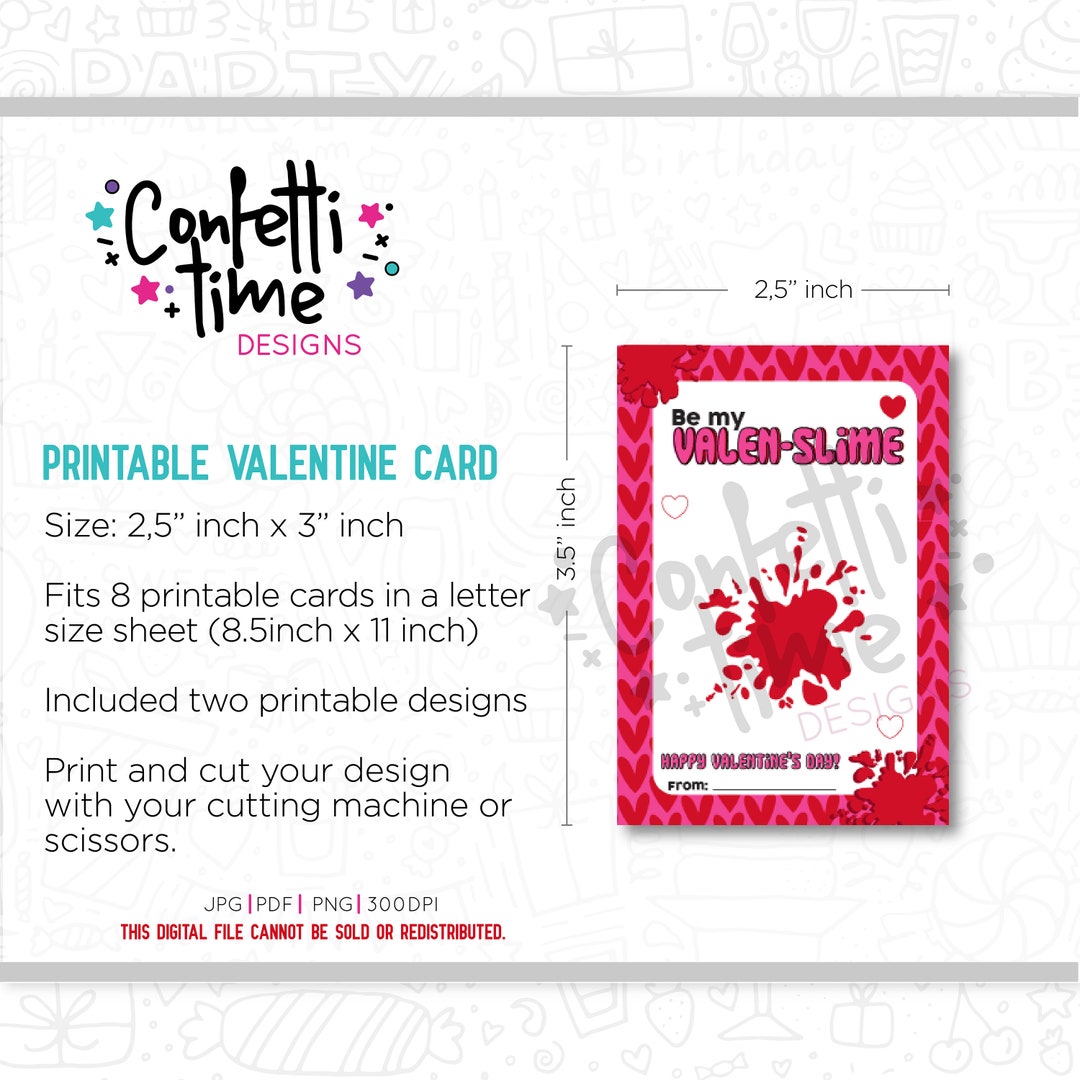 Slime Cards, Slime San Valentine Card, Slime Tags, Slime Printable Card ...