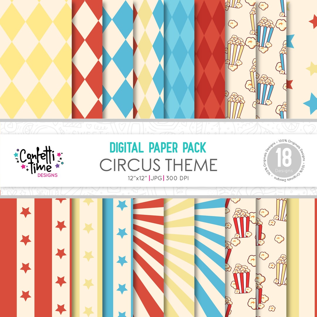 Circus digital paper, Circus background, circus pattern, circus pattern ...