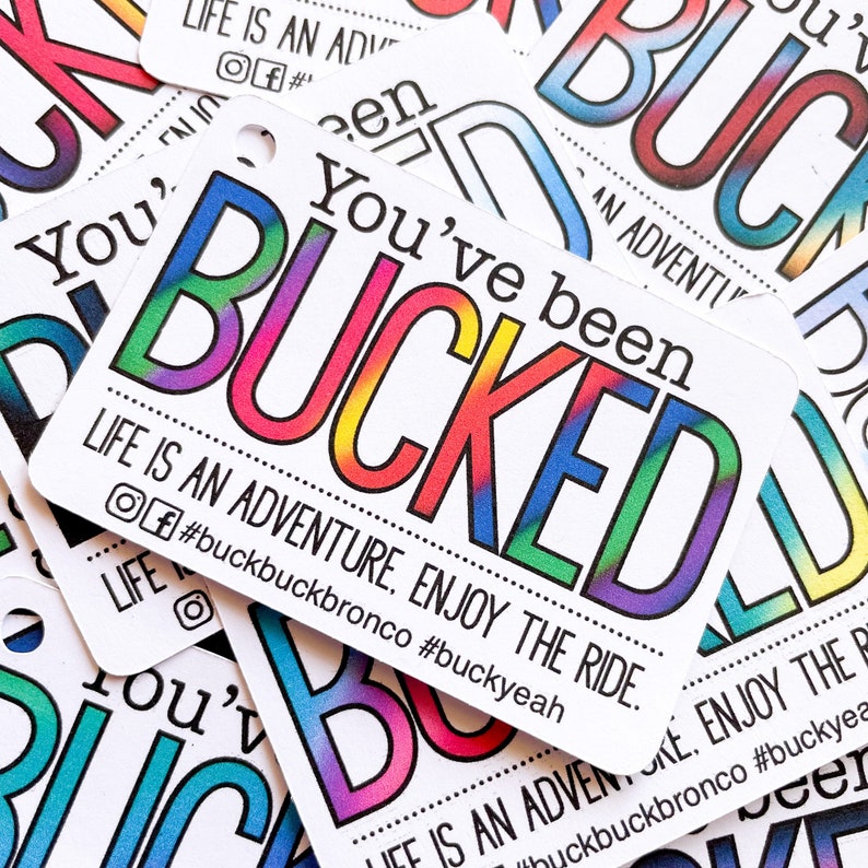 Buck Buck Bronco Youve Been Bucked Colorful Bucking Tags - Etsy