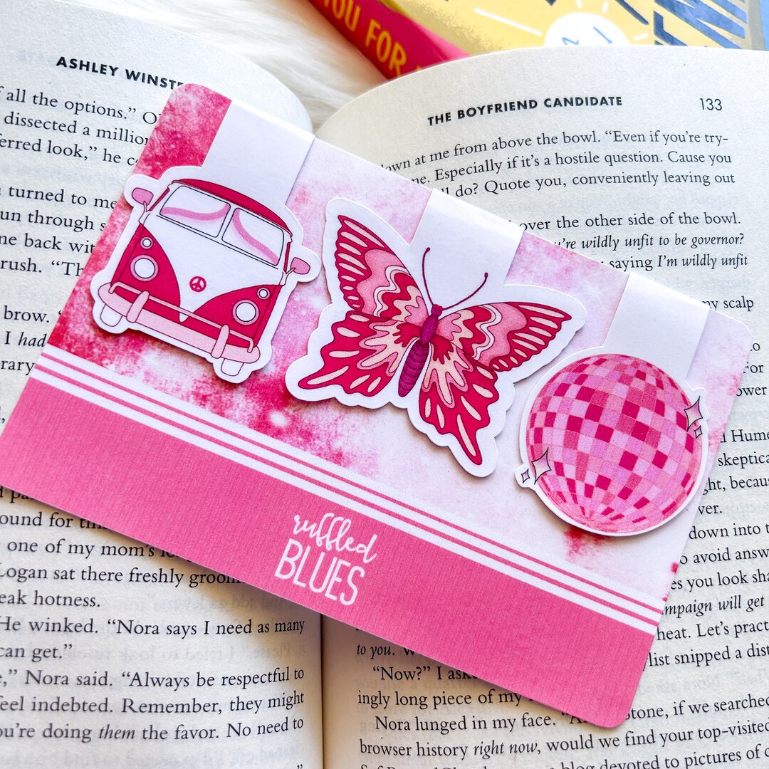 Pink Groovy Vibes Magnetic Bookmarks, Mirrorball Page Markers, Gifts ...