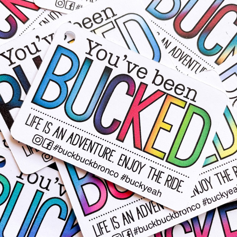 Buck Buck Bronco Youve Been Bucked Colorful Bucking Tags - Etsy