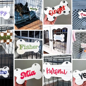 Personalized Wooden Dog Crate Sign, Puppy Kennel Nameplate, Custom ...