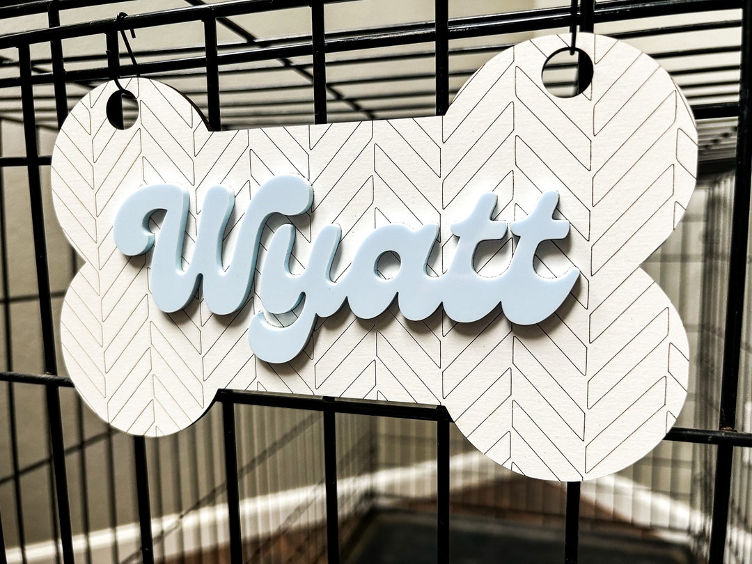 Personalized Wooden Dog Crate Sign, Puppy Kennel Nameplate, Custom ...