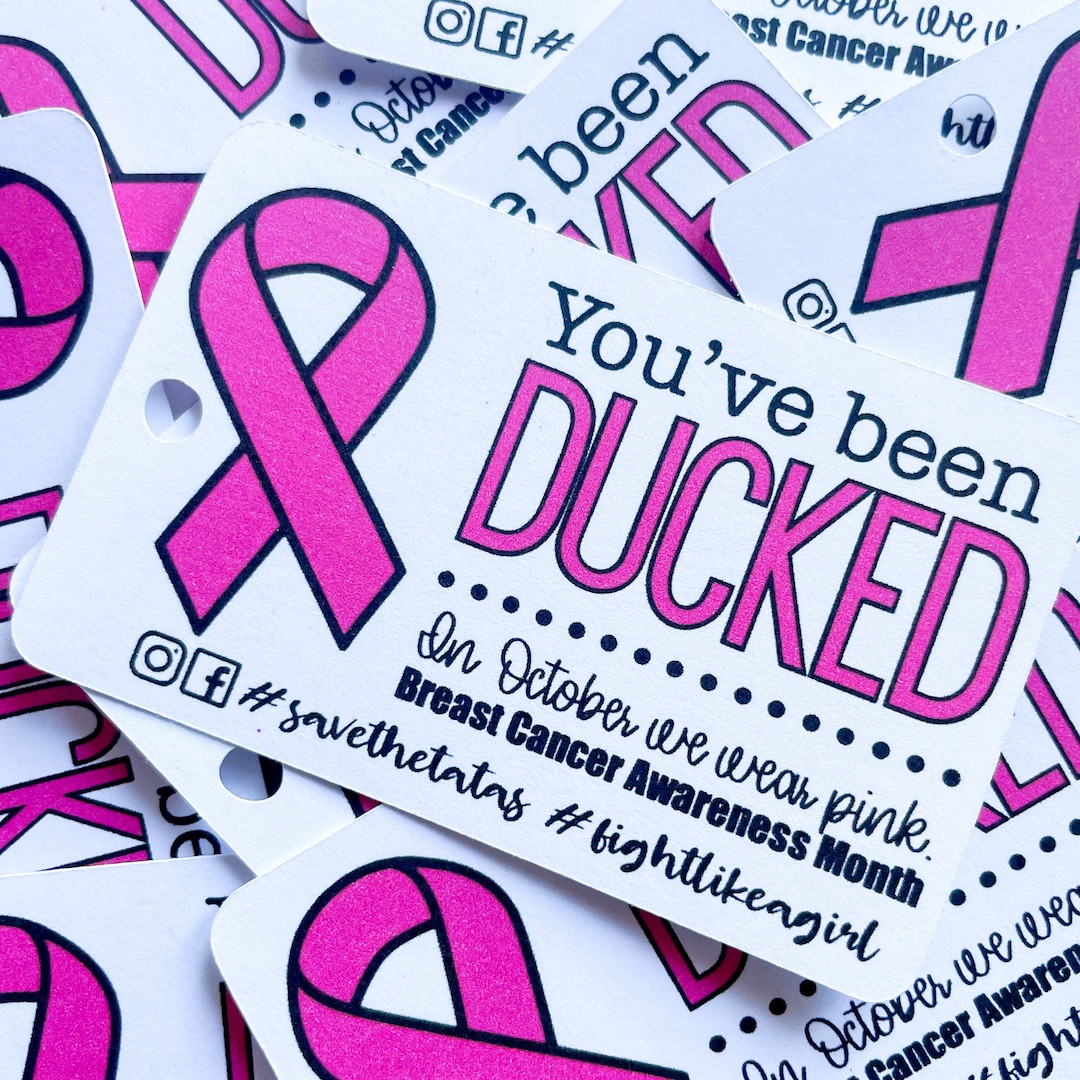 Pink Ribbon Duck Tags: Breast Cancer Awareness (rubber Bands Included ...