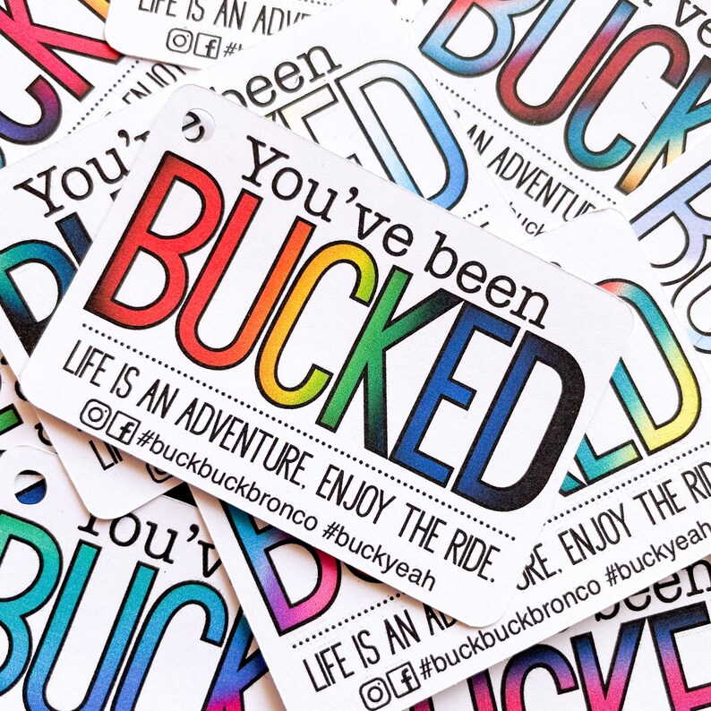 Buck Buck Bronco Youve Been Bucked Colorful Bucking Tags - Etsy