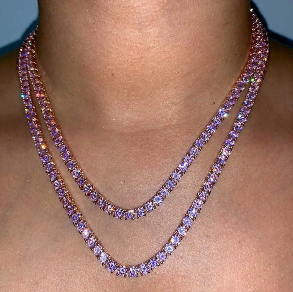 CZ 4mm Icy Tennis Chain,tennis Choker Necklace,iced Out Chains for ...