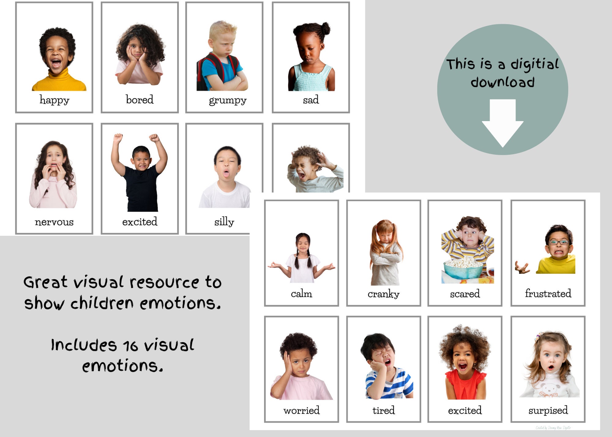 Photo Emotion Flashcards Printable Includes Photos of Real Children ...