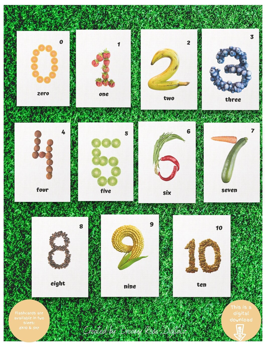 Natural Number Cards for Kids 0-10 Numbers Zero Through Ten homeschool ...