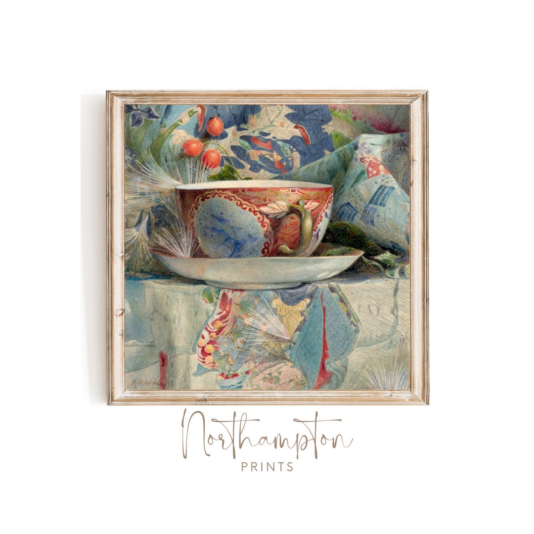 Still Life in Blue Vintage Print Blue Wall Art Blue Home Decor Square ...