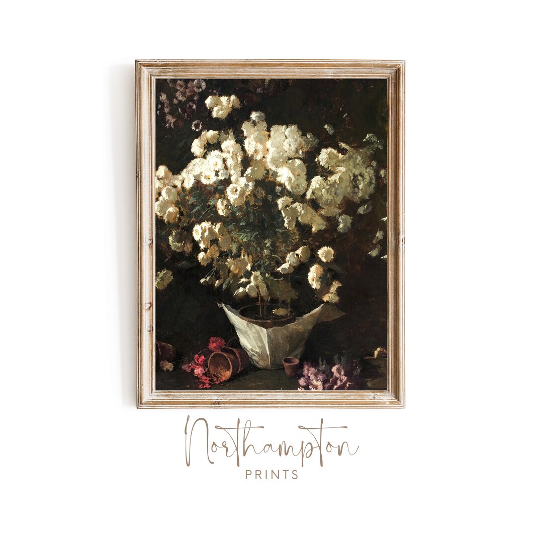 Vintage Wall Art | Moody Print | Neutral Home Decor | Still Life White ...