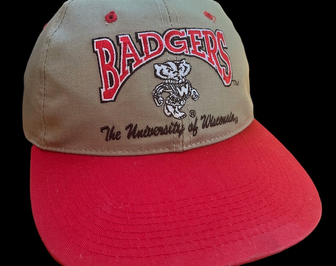 Vintage Wisconsin Badgers Hat Cap Red Snapback NCAA 80s 90s University ...