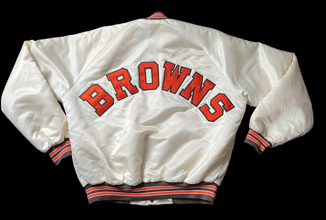 Vintage Cleveland Browns Chalk Line Jacket - White/ivory Satin NFL ...