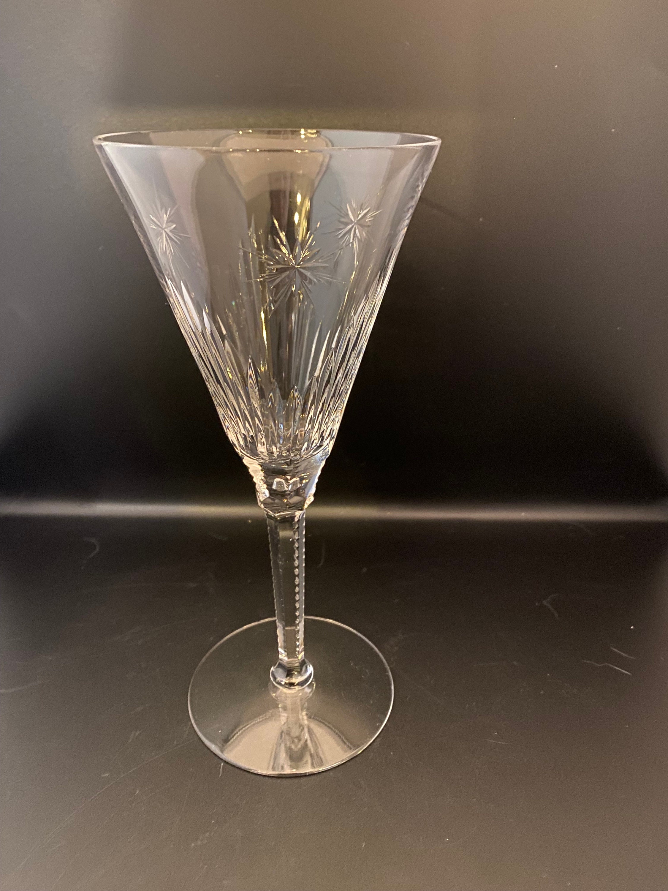 Tall Starburst Cut Crystal Wine Glasses Set of 6 Dramatic Look, Well ...