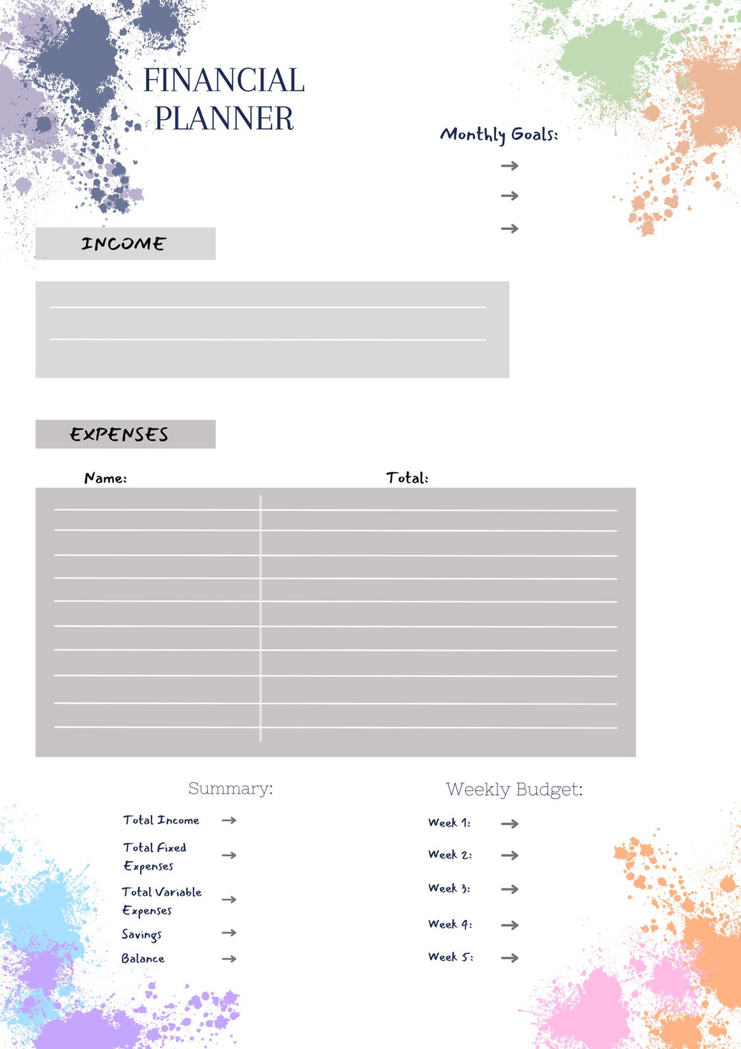 Monthly Budget. Digital Download. Finances. Planning - Etsy