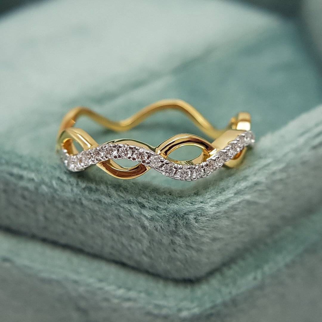 Intertwined Diamond Ring | Braid Engagement Gold Ring | Interweaved ...