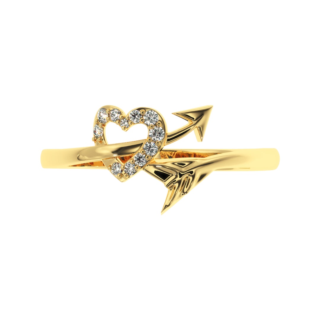 Heart Piercing Arrow Diamond Ring. Love Arrow Into the Heart 10 or 14K ...