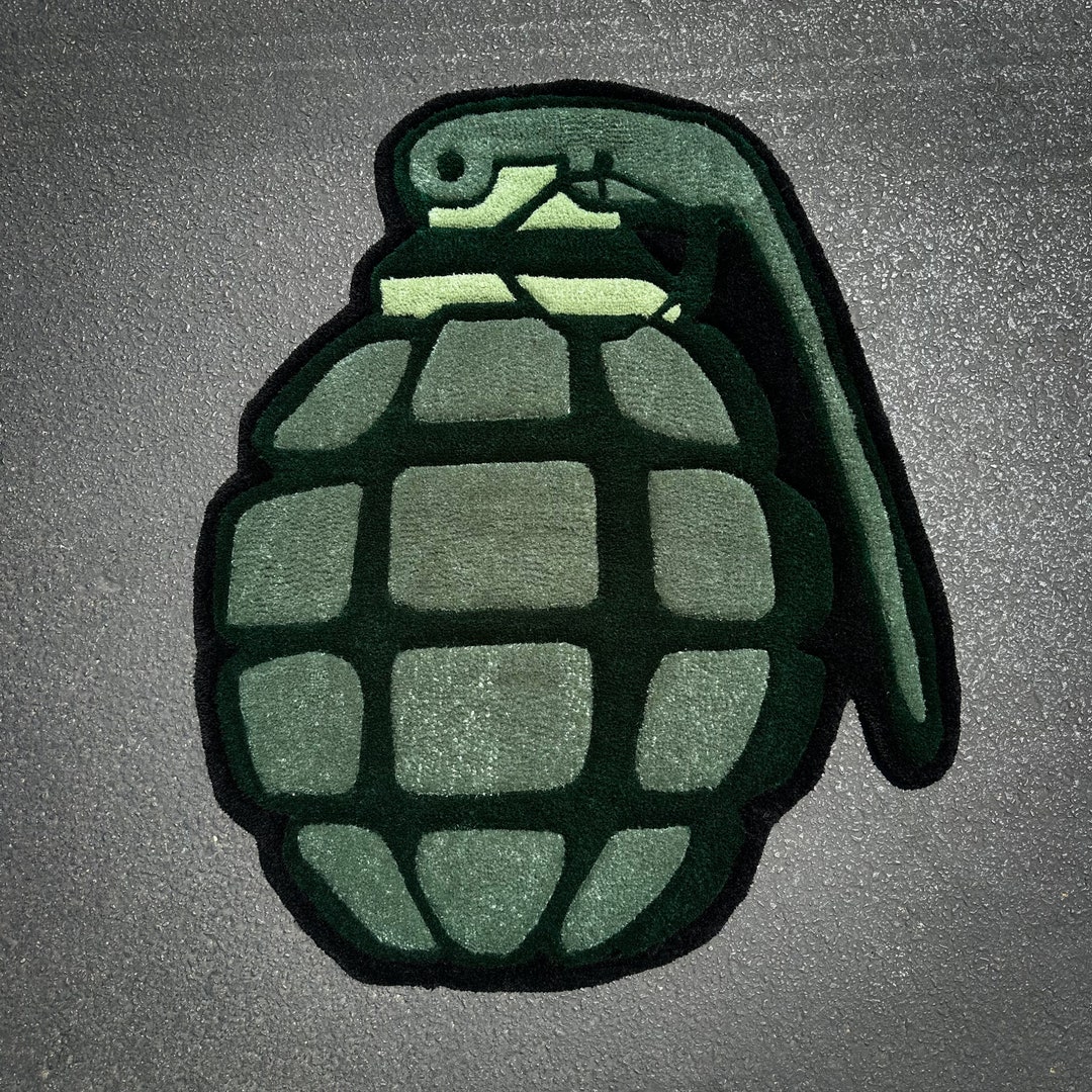 Kaboom Green Grenade Bomb Military Custom Handmade Rug - Etsy