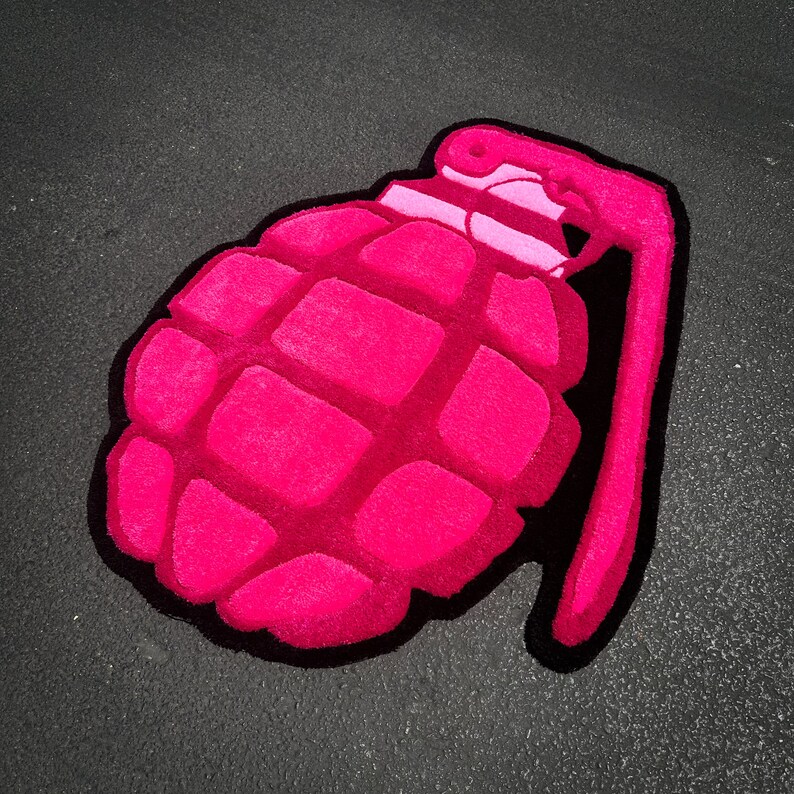 Kaboom Pink Grenade Bomb Military Custom Handmade Rug Kaboom - Etsy