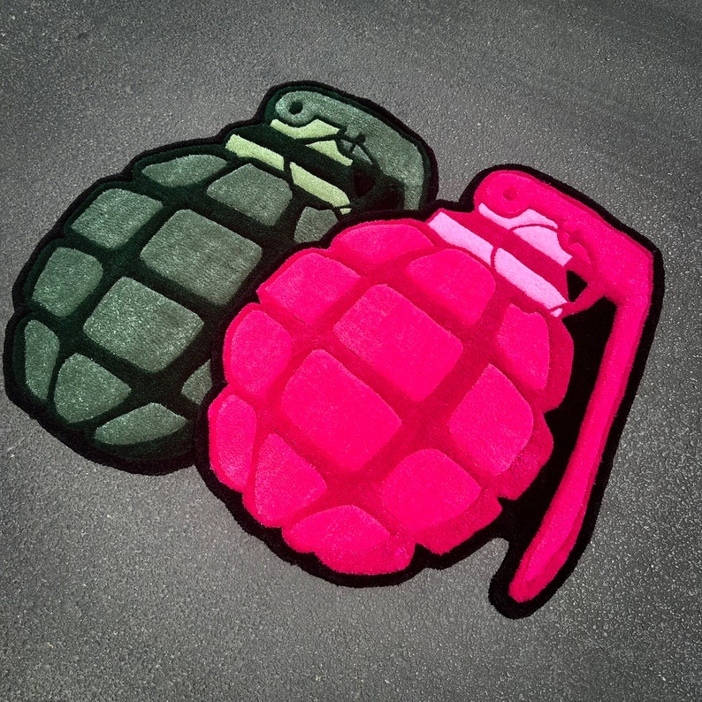Kaboom Pink Grenade Bomb Military Custom Handmade Rug Kaboom - Etsy