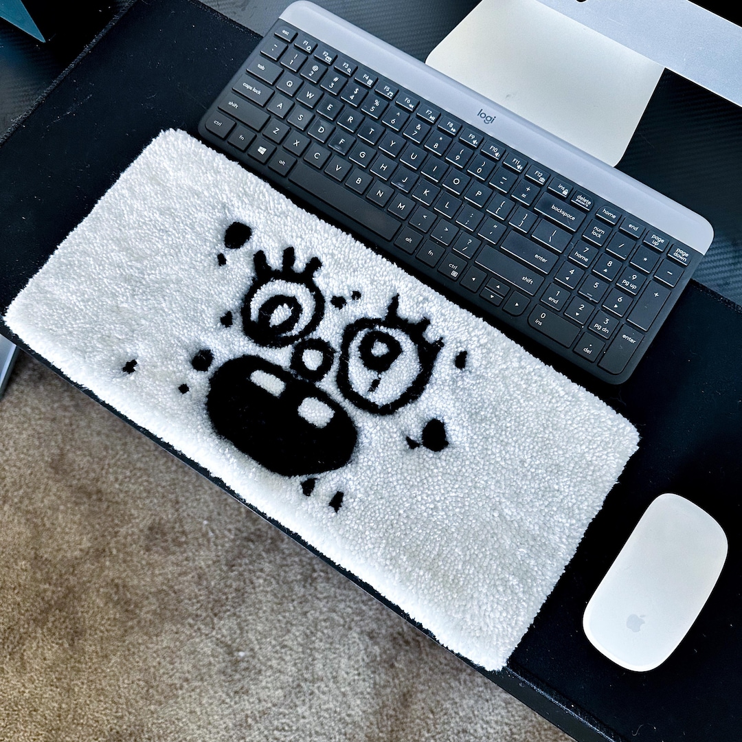 White Doodle Cartoon Keyboard Wrist Rest Rug - Etsy