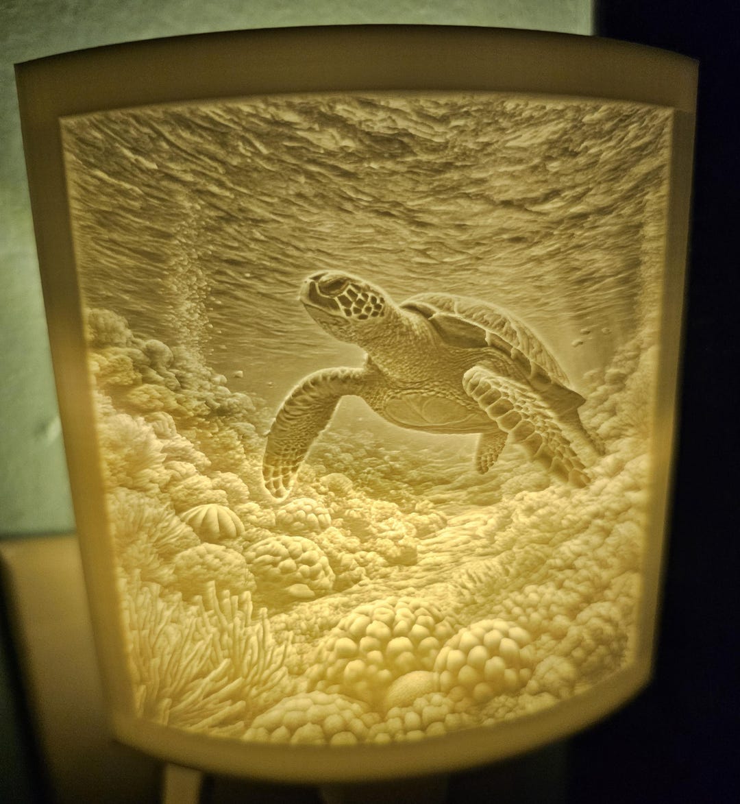 Sea Turtle 3D Printed Lithophane LED Night Light, Unique Beach Decor ...