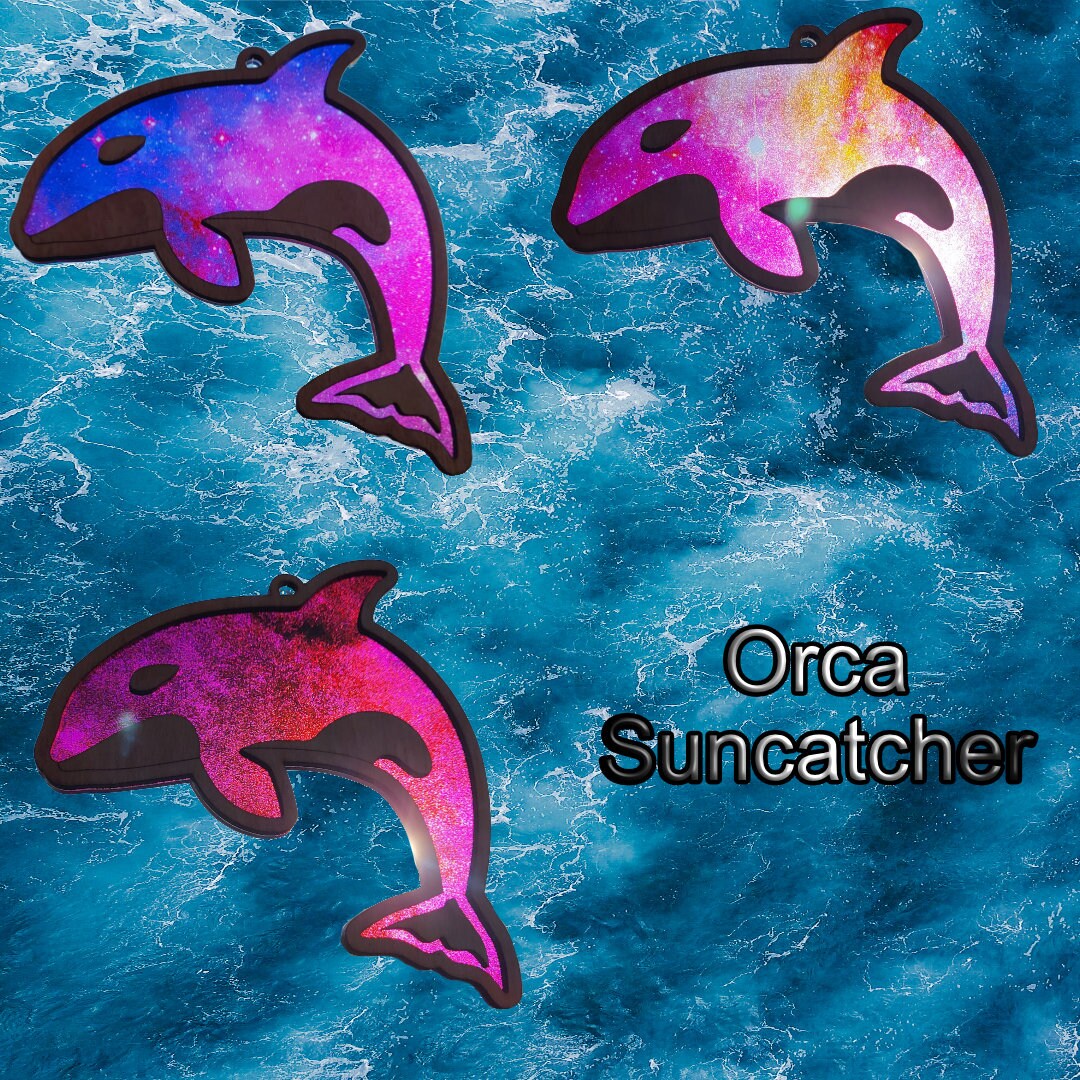 Orca Acrylic Suncatcher W/wood Overlay Crafted by Designs by Scamper ...