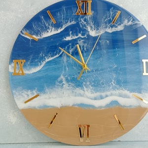 Large Epoxy Wall Clock Christmas Gift, Resin Ocean Art, Modern Wall ...
