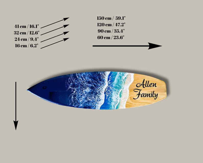 Personalized Epoxy Resin Surfboard Wall Art, Beach House Surf Decor ...