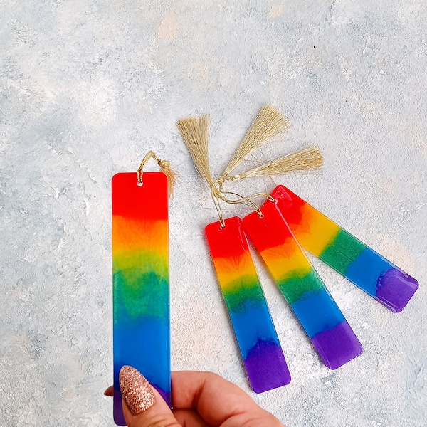Resin Bookmarks Rainbow - Etsy