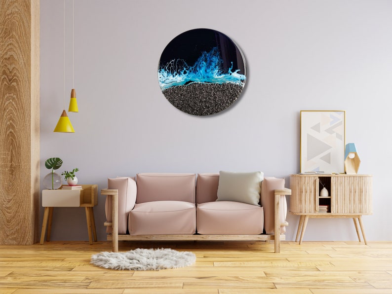 Large Dark Blue Wall Art 3d Resin Painting Resin Beach Art - Etsy