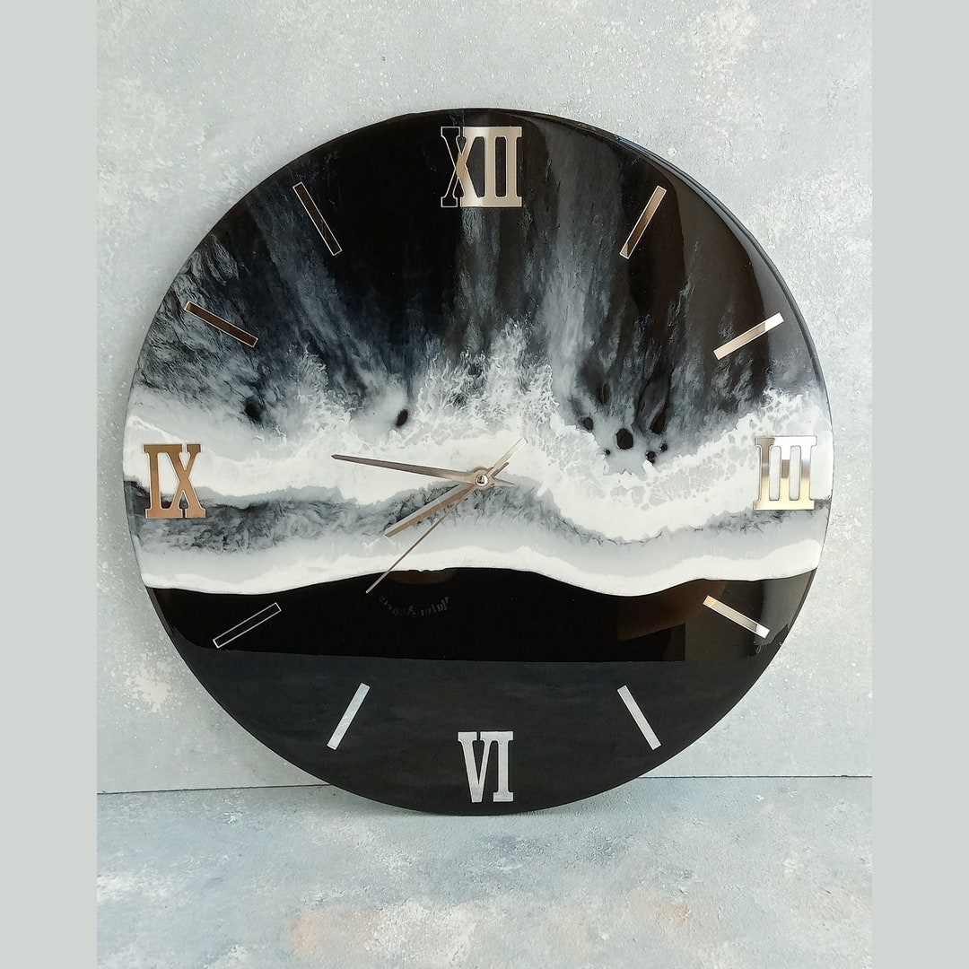 Black Ocean Epoxy Wall Clock Christmas Gift, Unique Epoxy Wall Clock ...