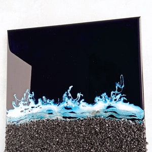 Large Dark Blue Wall Art, 3d Resin Painting, Resin Beach Art, Resin ...