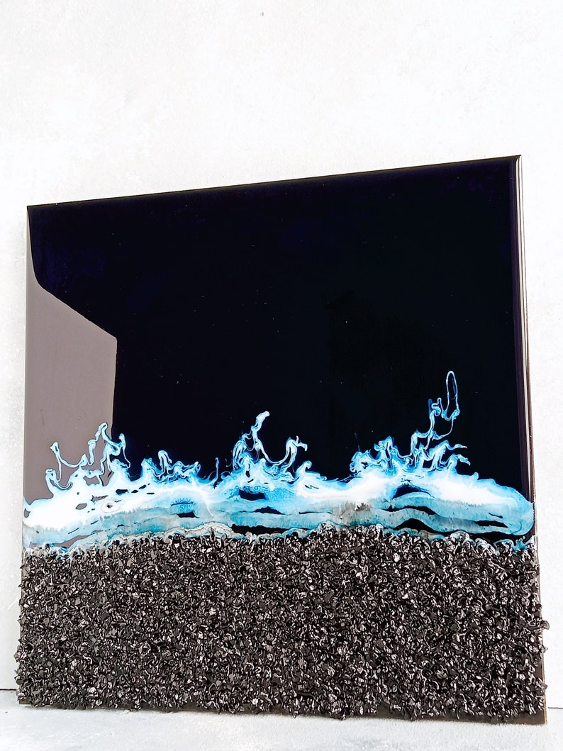Large Dark Blue Wall Art 3d Resin Painting Resin Beach Art - Etsy