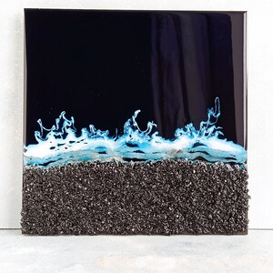 Large Dark Blue Wall Art, 3d Resin Painting, Resin Beach Art, Resin ...