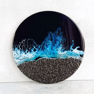 Large Dark Blue Wall Art, 3d Resin Painting, Resin Beach Art, Resin ...