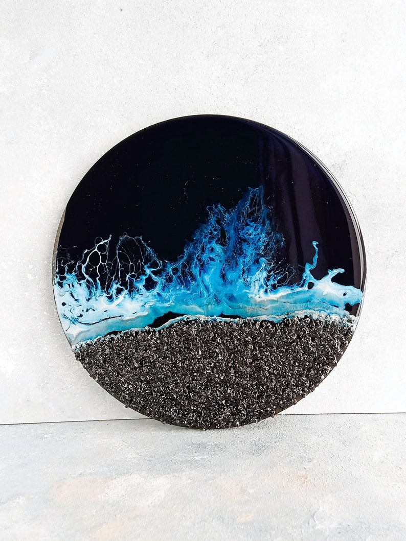 Large Dark Blue Wall Art 3d Resin Painting Resin Beach Art - Etsy