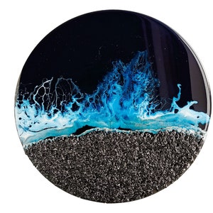 Large Dark Blue Wall Art, 3d Resin Painting, Resin Beach Art, Resin ...