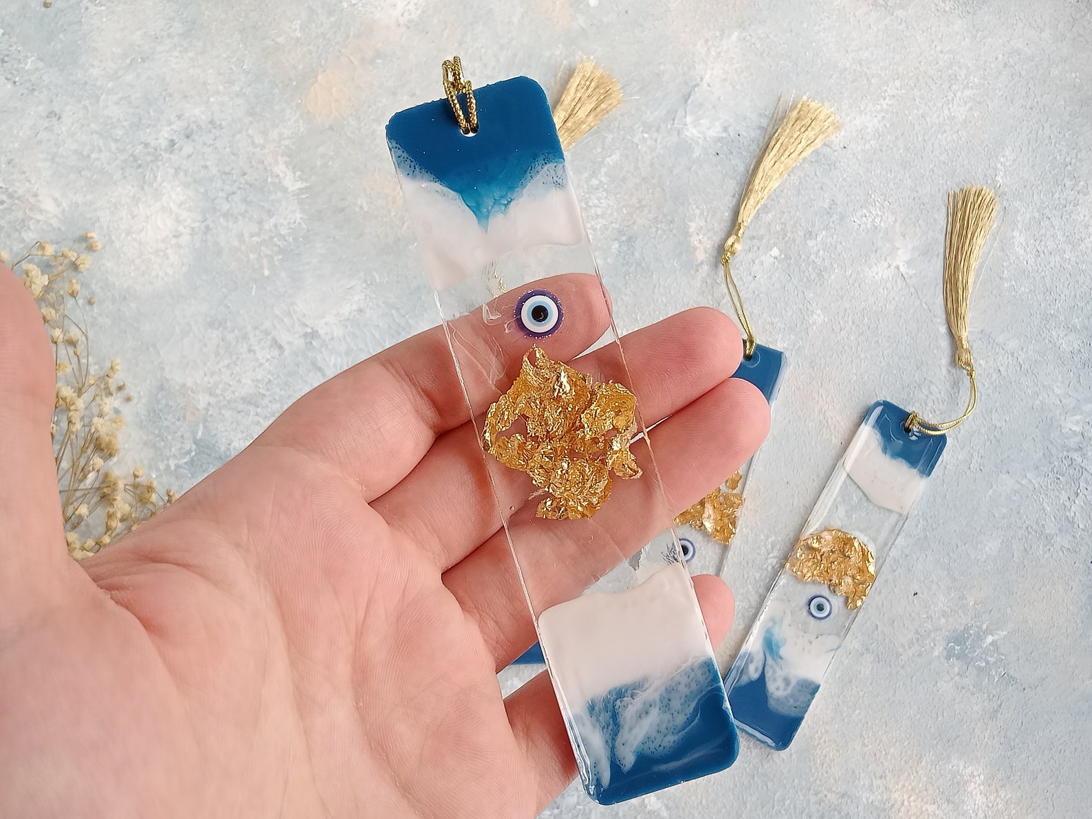 Evil Eye Blue Bookmark, Hamsa Gold Bookmark - Etsy