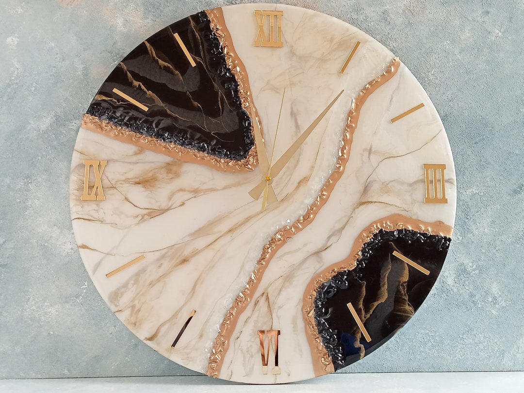 Large Aesthetic Living Room Wall Clock Resin Geode Modern - Etsy