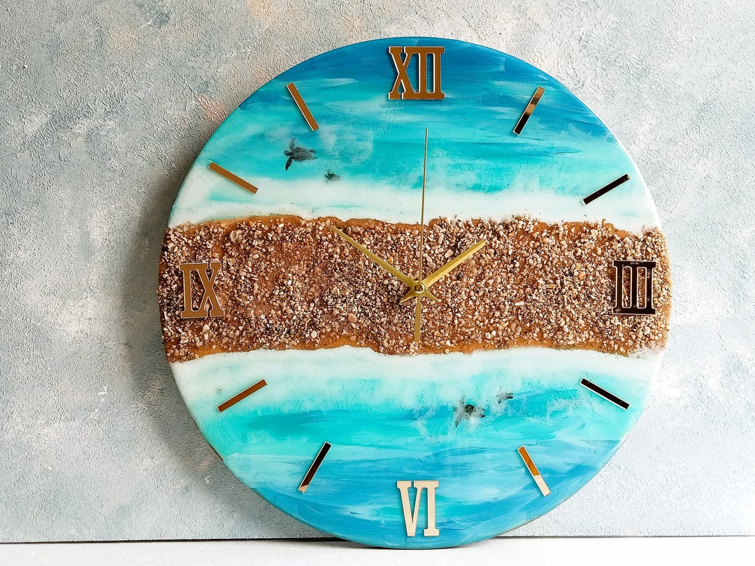 Resin Ocean Wall Clock With Turtles: Epoxy Sea Art Decor - Etsy