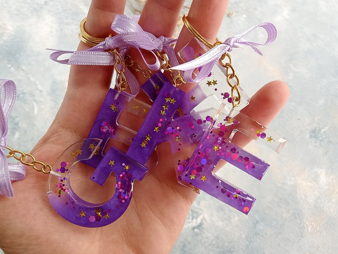 Resin Letter Keychain - Letter Name Keychain - Custom Letter Initial ...