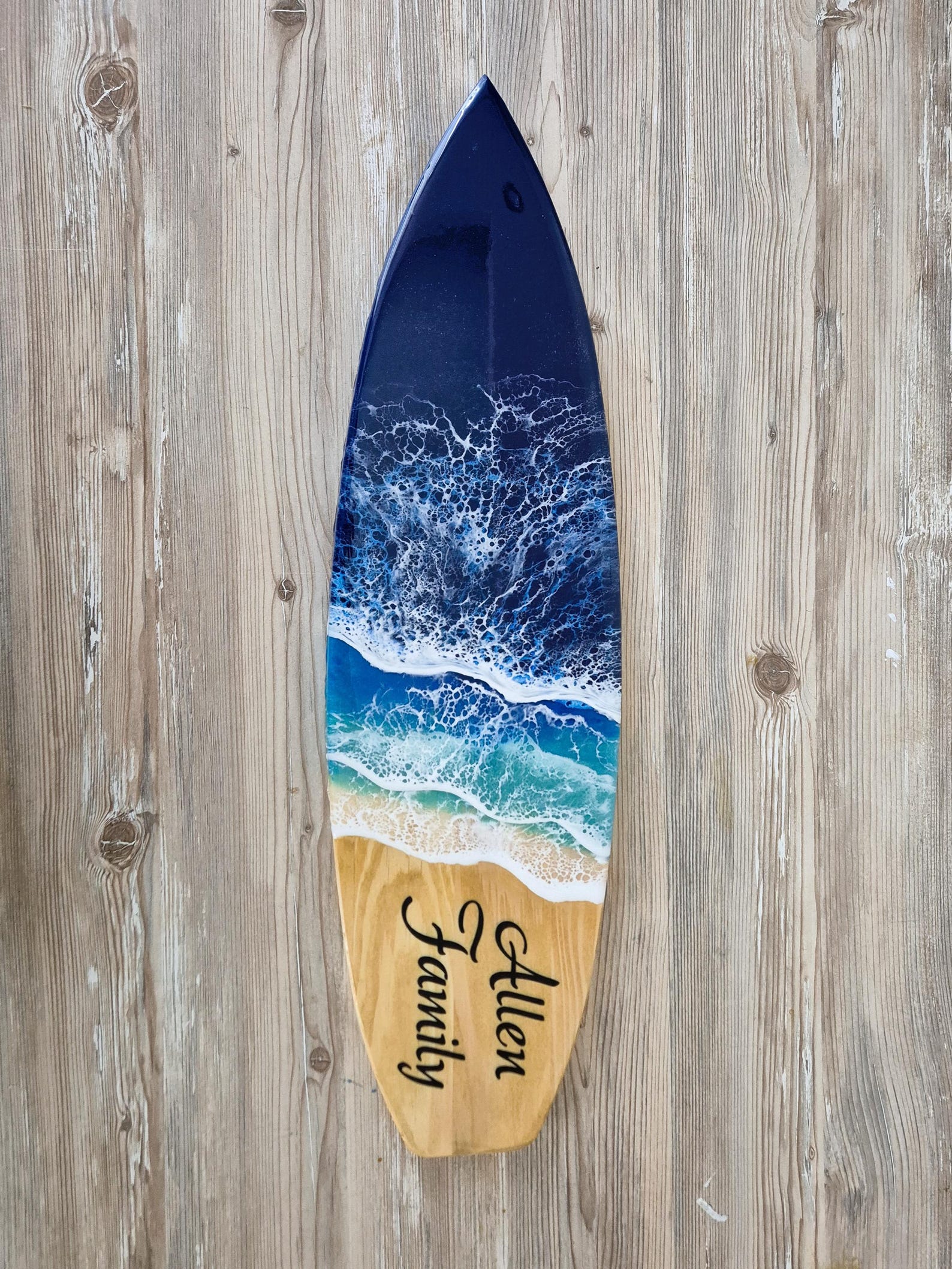 Personalized Epoxy Resin Surfboard Wall Art, Beach House Surf Decor ...